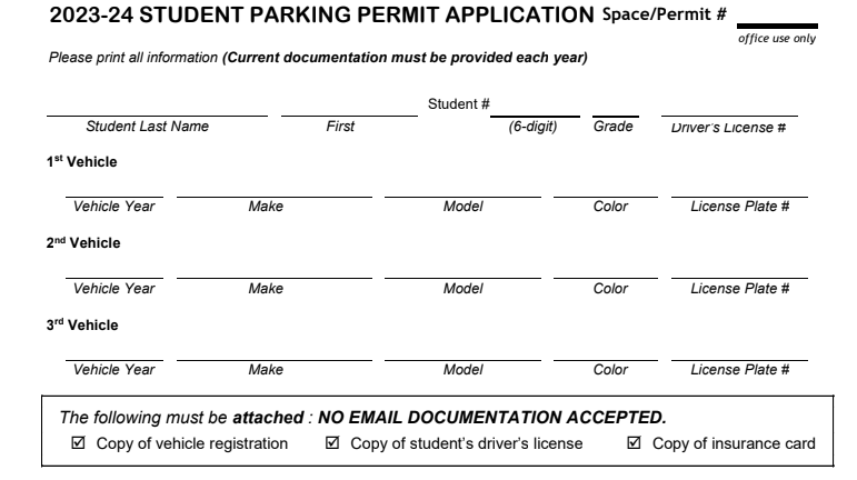 2023-24 Student Parking Information | Red Mountain High School