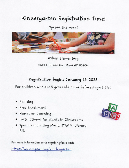 Kindergarten Registration Time! | Wilson Elementary